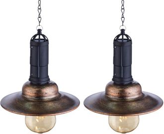 ETC Shop 2er Set LED Solar Decken Pendel Lampen Landhaus Stil Terrassen Garten Außen Hänge Leuchten