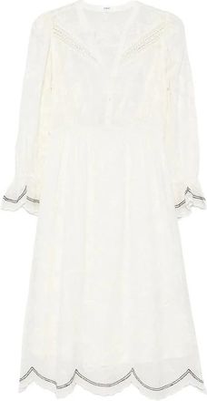 BA&SH Femme, Robes, Blanc, Taille: 40 FR Robe &agrave; encolure en V et ourlet festonn&eacute;