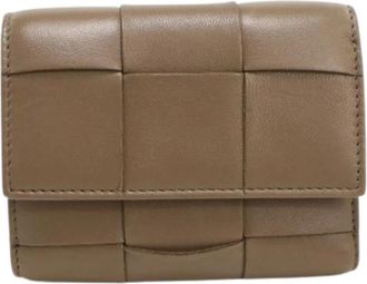 Bottega Veneta Portefeuille Tri-fold Pre-owned - Femme - Pre-owned - Beige - Taille: ONE Size