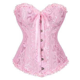 Grebrafan Corsage &uuml;bergr&ouml;&szlig;e Klassische Brokat Korsett Korsage (EUR(50-52) 7XL, Rosa)