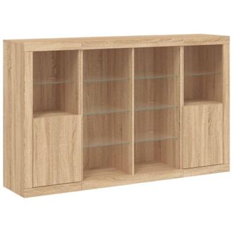 vidaXL Sideboards mit LED-Leuchten 3 Stk. Sonoma-Eiche Holzwerkstoff vidaXL
