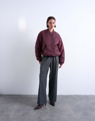 Topshop Bomber oversize en nylon - Bordeaux-Rouge