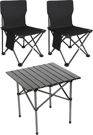 Generic Campingst&uuml;hle mit Tisch,Klappbarer Campingtisch mit St&uuml;hlen Set | Faltbares Oxfordmaterial Wasserdichte Gartenm&ouml;bel zum Wandern, Picknick & Angeln