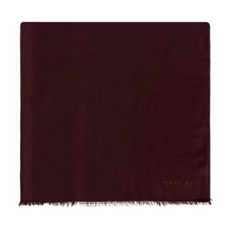 Ferragamo Kaschmirschal mit besticktem Logo - - Accessories - Herren - Rot - ONE SIZE