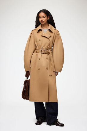 Ganni Manteau en laine double face Beige - Taille 32 - Pour Femme