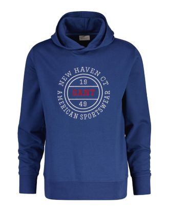 GANT Kapuzensweatshirt GANT GRAPHIC HOODIE, Herren, Gr. 4XL, vintage blau, Sweatware, Obermaterial: 80% Baumwolle, 20% Polyester, unifarben, regular fit no