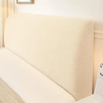 Generic Karierter Stoff Bettkopfteil Bezug Queen King Full Size Staubschutz Stretch rutschfest Kopfteil Bezug f&uuml;r Schlafzimmerdekoration Beige b California Ki