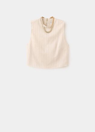 Mango Top mit Ketten-Detail cremewei&szlig; - Damen - XL - MANGO