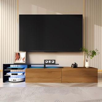 Generic TV Schrank Wohnzimmerm&ouml;bel mit Glasb&ouml;den Hochglanzfront und variablen Lichteffekten Medienboard mit Stauraum f&uuml;r TV Zubeh&ouml;r und Dekoration geeignet f&uuml;