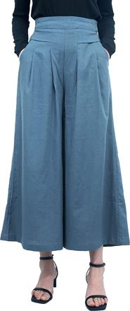 Feoya Damenhose aus Leinenmischgewebe hohe Taille Zigarrenhose weites Bein flie&szlig;end l&auml;ssig bauschig Fr&uuml;hling Sommer Herbst Gr&ouml;&szlig;e 34-46