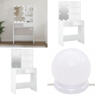 vidaXL Vidaxl - Coiffeuse avec led Blanc 74,5x40x141 cm - Coiffeuse - Meuble De Salle De Bain - Vanity - Table De Maquillage - Éclairage Led - Home & Living