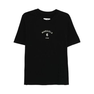 Maison Margiela Logo Baumwoll-T-Shirt - - Tops - Herren - Schwarzk - L