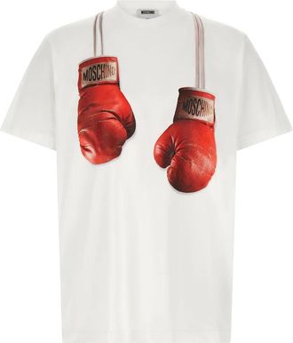 Moschino Homme, Tops, Blanc, Taille: L T-shirt Imprim&eacute; en Jersey de Coton