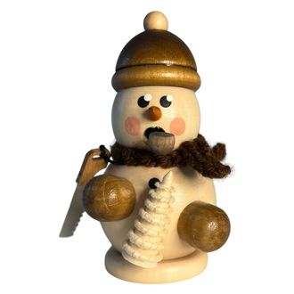 Weigla R&auml;uchermann Schneemann braun/Natur Baummauser original Erzgebirge I R&auml;ucherfigur aus Holz I H&ouml;he 8 cm I Weihnachtsdeko I sch&ouml;ne Geschenkidee I Dekorat