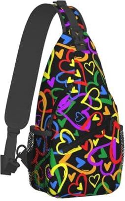 Generic Sacoche Homme Bandouliere Fiert&eacute; gaie Rainbow R&eacute;glable Sac &agrave; Bandouli&egrave;re L&eacute;ger Crossbody Bag pour Cyclisme Randonn&eacute;e Camping