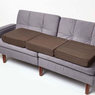 Homescapes Velours Sofa-Auflage f&uuml;r 3-Sitzer 150 x 50 cm - langes Sitzkissen braun - Homescapes