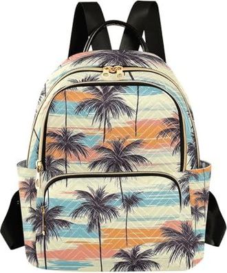 Mnsruu Mini sac à dos pour femme - Motif palmier tropical - Noir - Petit sac à dos tendance - Sac à dos décontracté, Multi1082, S