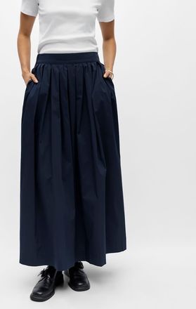 Object Paige jupe longue taille haute bleue-Noir