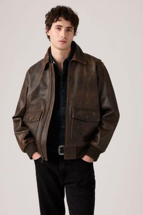 Levi's Clayton Aviator-Jacke aus Leder - Herren - Braun / Braun