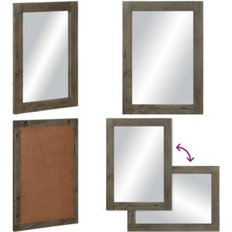 vidaXL Badspiegel Grau 50x3x70 cm Massivholz Mango - Vidaxl