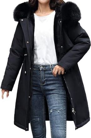 Generic Doudoune Chaude Femme Veste Femme Grande Taille Women S Down Winter Mid Lenght Down Puffer Coats Ladies Lightweight With Hood Plus Size Slim Trench Co