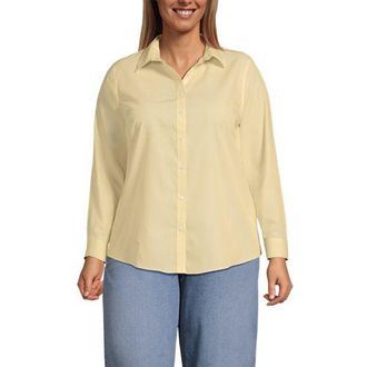 Lands End B&uuml;gelfreie Baumwoll-Bluse, Damen, Gr&ouml;&szlig;e:50 plus, Gelb, Baumwolle, by Lands End