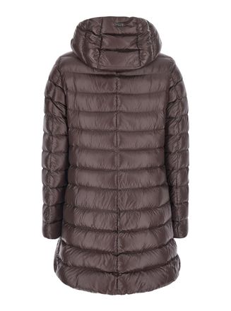 Herno Womens Down Jacket Tech Fabric Brown Puffer