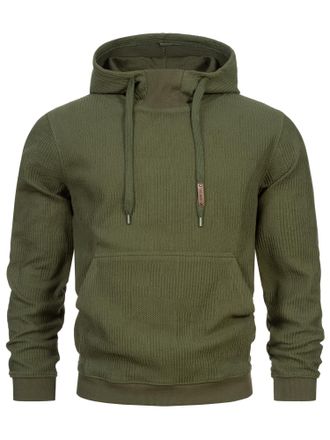 Indicode Herren INJody Sweatshirt mit Kapuze aus Baumwoll-Mix | Hoodie Kapuzenpullover Army, XXL