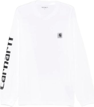 Carhartt Work in Progress Homme, Tops, Blanc, Taille: M L/S Archive Script T-Shirt