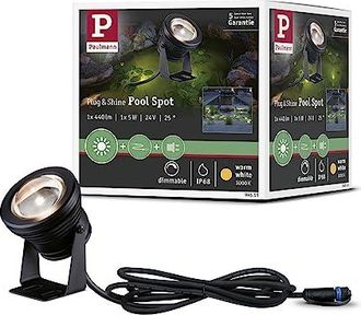 Paulmann 94559 Plug & Shine LED Außenleuchte Spot Teichleuchte IP68 incl. 1x5 W dimmbar Warmweiß Schwarz Aluminium 3000 K