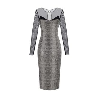 Elisabetta Franchi Kleid aus T&uuml;ll- Satin und Cr&ecirc;pe mit Python-Print - - Dresses - Damen - Schwarzk - M
