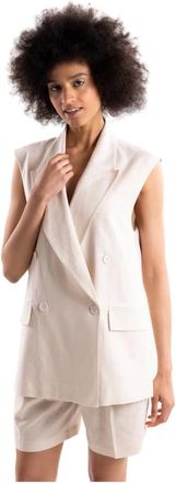 Hinnominate Hinnominate, Femme, Vestes, Beige, Taille: 36 FR Gilet Crois&eacute;