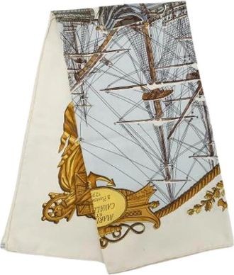 Herm&egrave;s Pre-owned Marine et Cavalerie Schal - - Pre-owned - Damen - Wei&szlig; - ONE SIZE