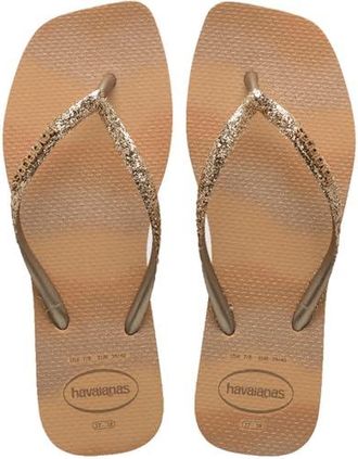 Havaianas Tongs carr&eacute;es &agrave; paillettes Havaianas, Tr&eacute;pied court dor&eacute;, 38.5/39 EU