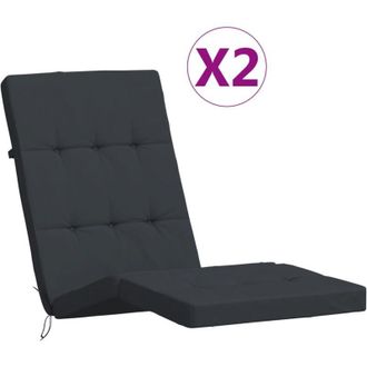 vidaXL Liegestuhl-Auflagen 2 Stk. Schwarz Oxford-Gewebe Vidaxl