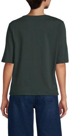 Lands End Supima Rundhalsshirt, Damen, Größe:36-38 regular, Grün, Baumwolle, by Lands End