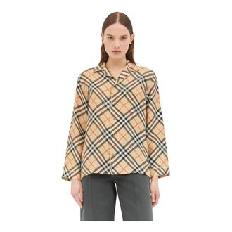 Burberry Seiden-Pyjamahemd mit Karomuster - - Blouses & Shirts - Damen - Beige - 3XS