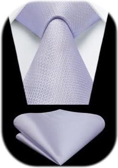 Hisdern Cravate Homme Lilas Cravate et Pochette Costume Homme Couleur unie Mariage Classique daffaires &eacute;l&eacute;gante Formelle
