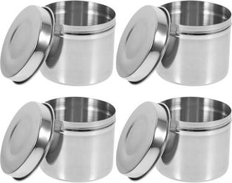 Hemoton 4 Pi&egrave;ces -Ondes Alimentaire Conteneurs En Acier Inoxydable Inoxydable Bo&icirc;te &Agrave; Bento Bo&icirc;te &Agrave; Nourriture En Acier Inoxydable Cuisine Conteneurs Alimenta