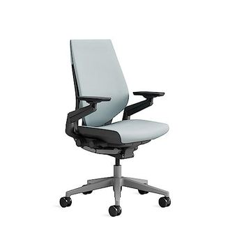 Steelcase Gesture, chaise de bureau ergonomique avec accotoirs à 360° et soutien lombaire 3D Live Back Nuage orage, Bleu Clair