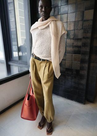 Mango Pantalon bouffant en lyocell kaki - Femme - 34 - MANGO