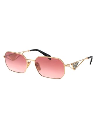 Prada 0PR Gold Steel Rectangle Sunglasses - Gold
