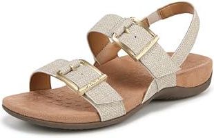 Vionic Sandales Reese pour femme avec soutien de la vo&ucirc;te plantaire, Tissu synth&eacute;tique beige avoine, 37 EU