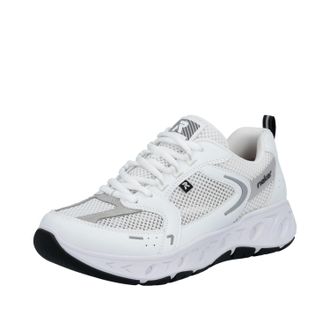 Rieker Plateausneaker RIEKER, Damen, Gr. 37, wei&szlig;, hellgrau, Lederimitat, Textil, Schuhe Plateausneaker, Schn&uuml;rschuh, Freizeitsneaker, Halbschuh mit MemoSoft