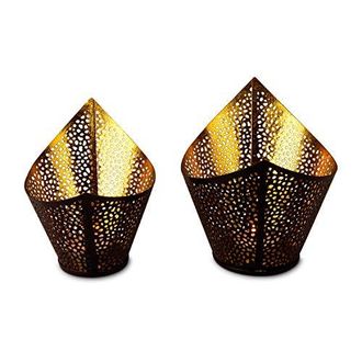 ROMINOX Geschenkartikel Teelichthalter mit Goldfolienauskleidung, Weihnachten, Grillparty, Valentinstag, Muttertag (Venezia (2er Set))