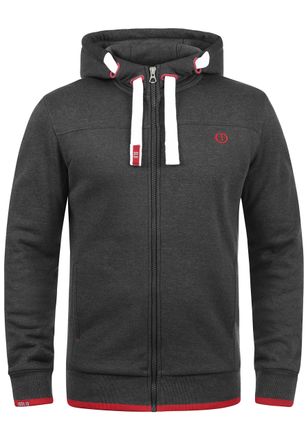 Solid SDBenjaminZip Herren Sweatjacke Kapuzenjacke Hoodie mit Kapuze Reißverschluss Kordelzug Baumwollmischung Regular fit, Größe:S, Farbe:Med Grey (8254)