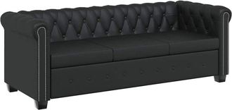 vidaXL Vidaxl - Canap&eacute; Chesterfield &agrave; 3 places cuir synth&eacute;tique noir