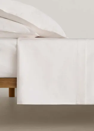 Mango Drap plat en 100 % coton satin Lit 135/140 cm &eacute;cru - Home - Lit 135/140 cm - MANGO HOME