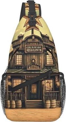 Generic Western Town Scene Sac &agrave; bandouli&egrave;re de voyage pour homme Sac &agrave; dos de randonn&eacute;e