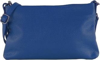 modamoda.de T258 - Sac bandoulière pour femme en cuir italien, Bleu signalétique, m